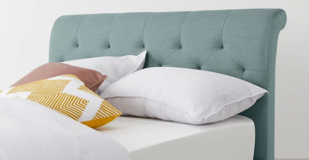 Cama con Almacenamiento Linnell - Tejido Azul Bondi | YoloDecoro