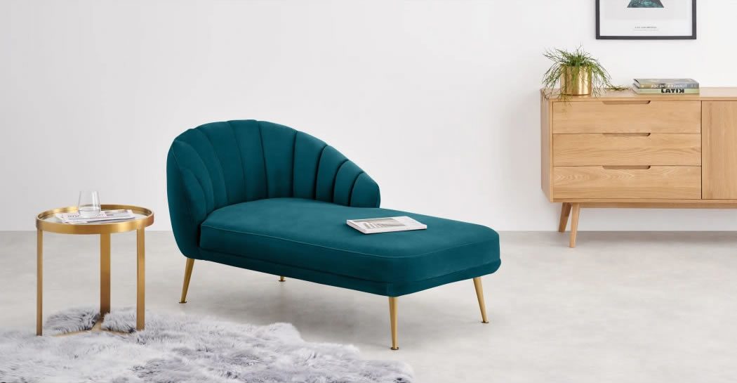 Chaise Longue a la Derecha Primrose - Azul Petróleo | YoloDecoro