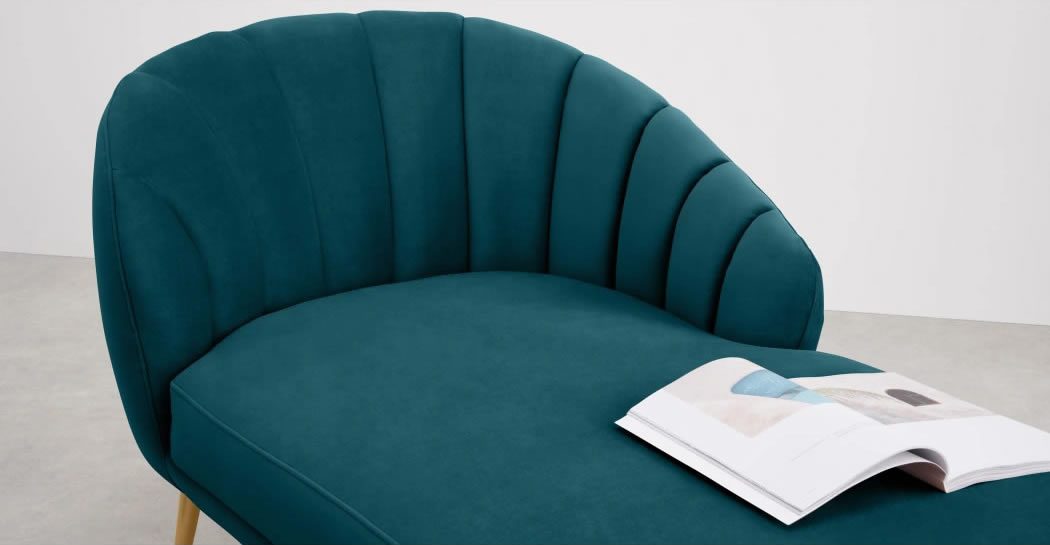 Chaise Longue a la Derecha Primrose - Azul Petróleo | YoloDecoro