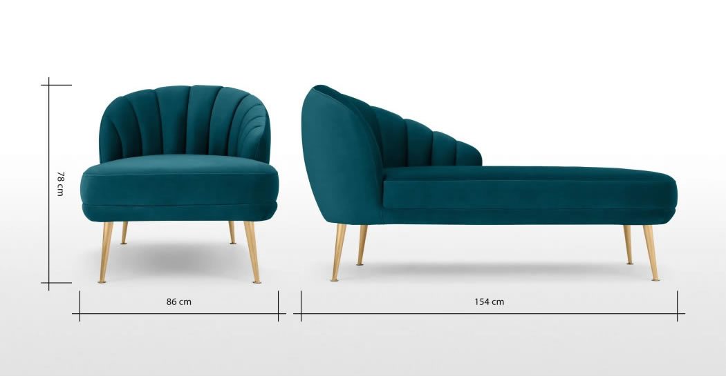 Chaise Longue a la Derecha Primrose - Azul Petróleo | YoloDecoro