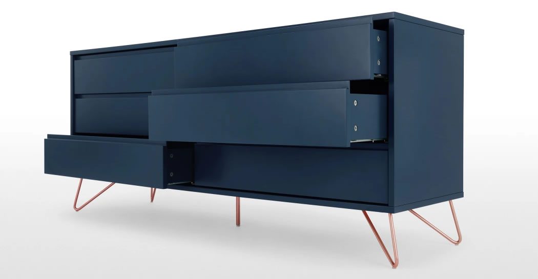 Cómoda Ancha Elona - Azul y Cobre | YoloDecoro