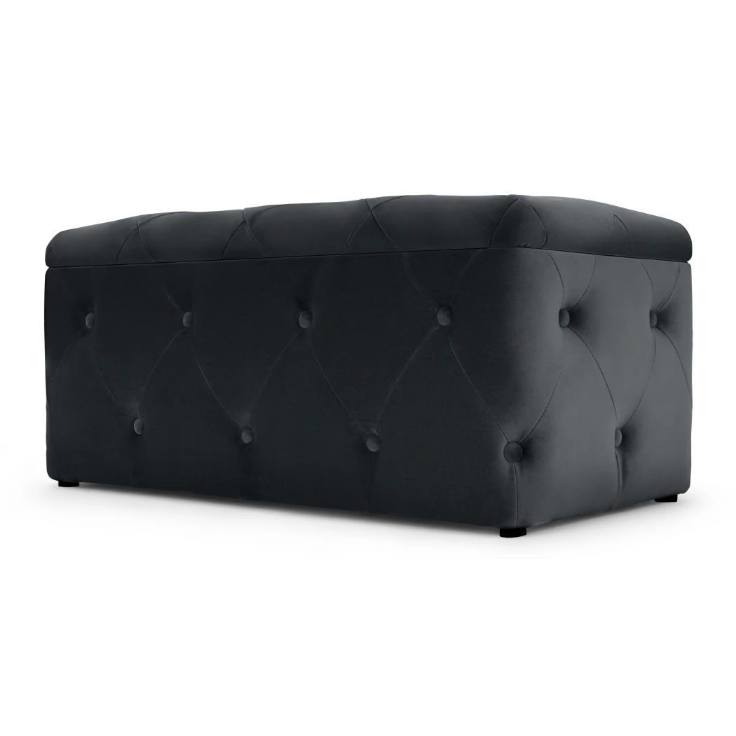 Puf con Almacenaje Rectangular Hampton - Gris Medianoche | YoloDecoro