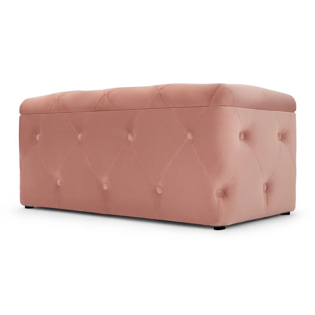 Puf con Almacenaje Rectangular Hampton - Rosa Palo | YoloDecoro