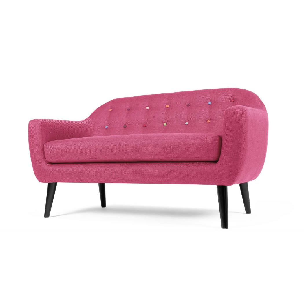 Sofá de 2 Cuerpos Ritchie - Rosa Chicle con Botones de Colores | YoloDecoro