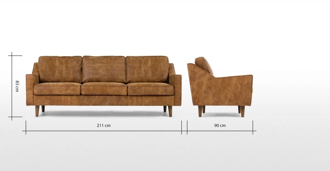 Sofá de 3 Cuerpos Dallas - Cuero Canela | YoloDecoro